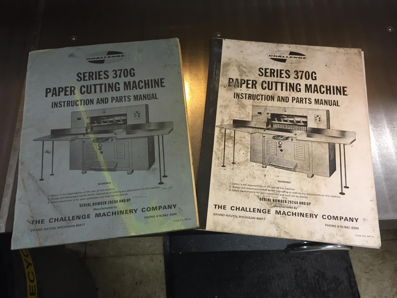 Lot #6: Challenge 370 GPB Paper Cutter - 37" - with Extra Blade, Tools ...